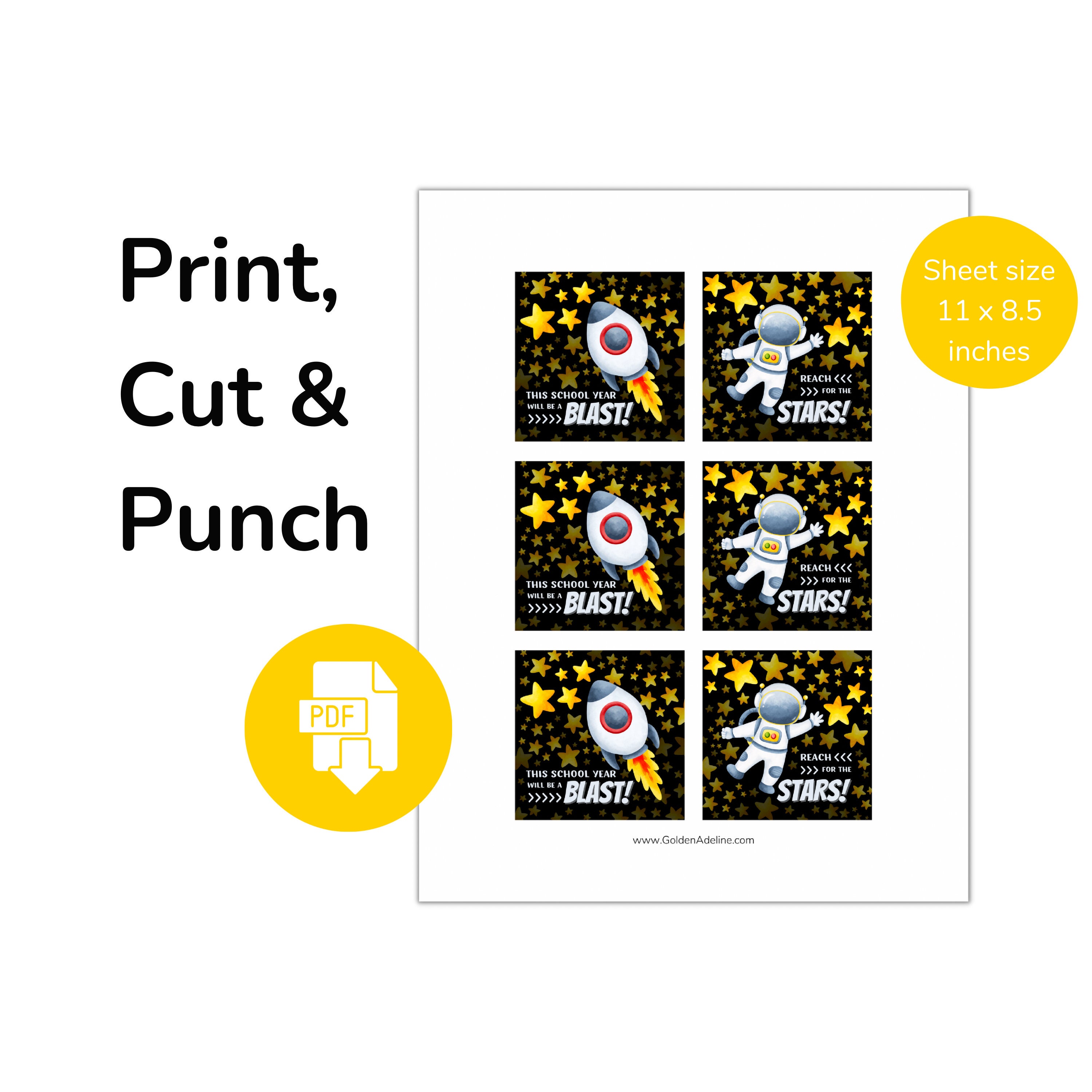 Back to School Space Gift Tags Printable, First Day of School Gift for ...