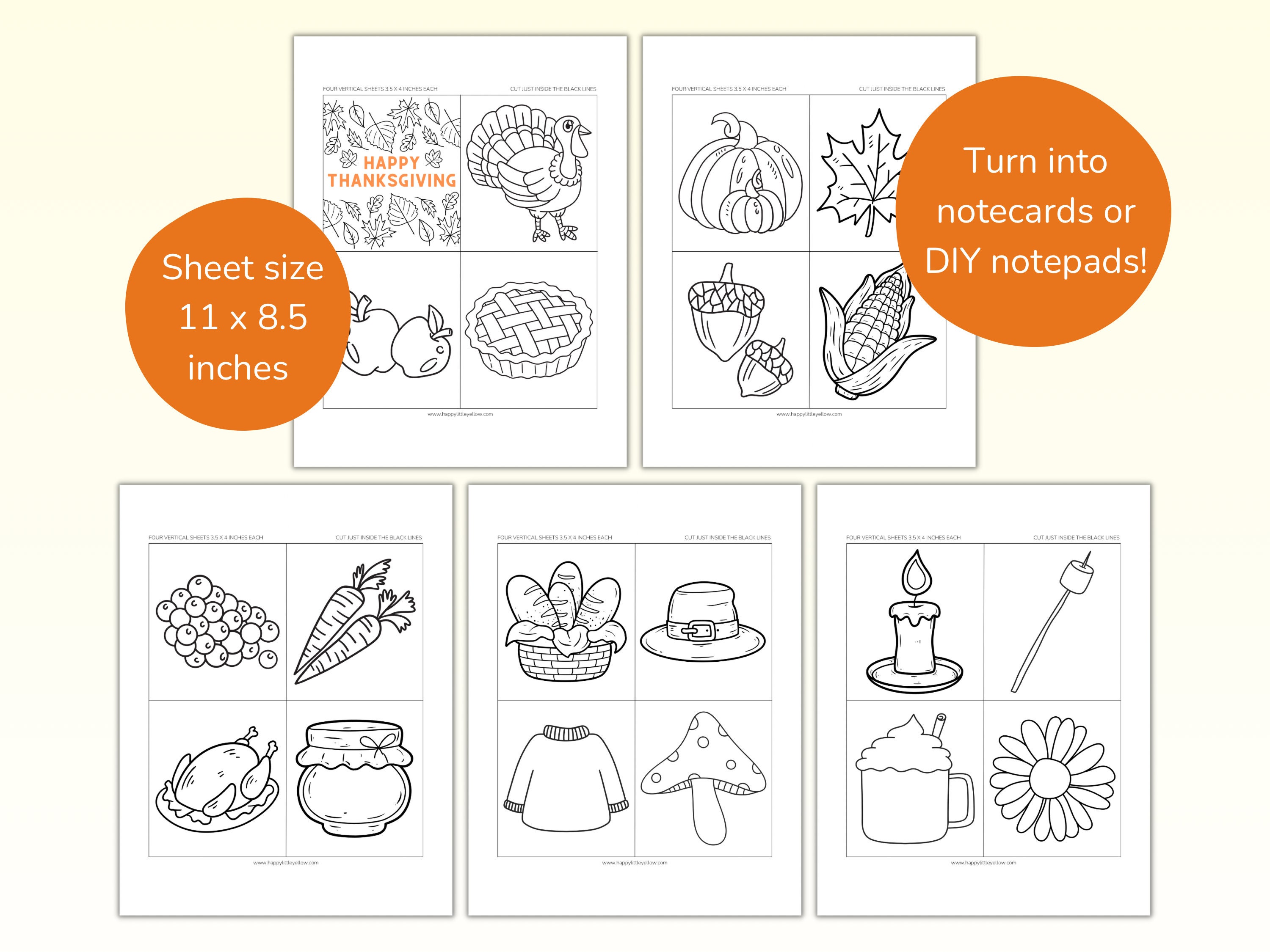 Printable Thanksgiving Coloring Cards, DIY on the Go Kits for Kids ...