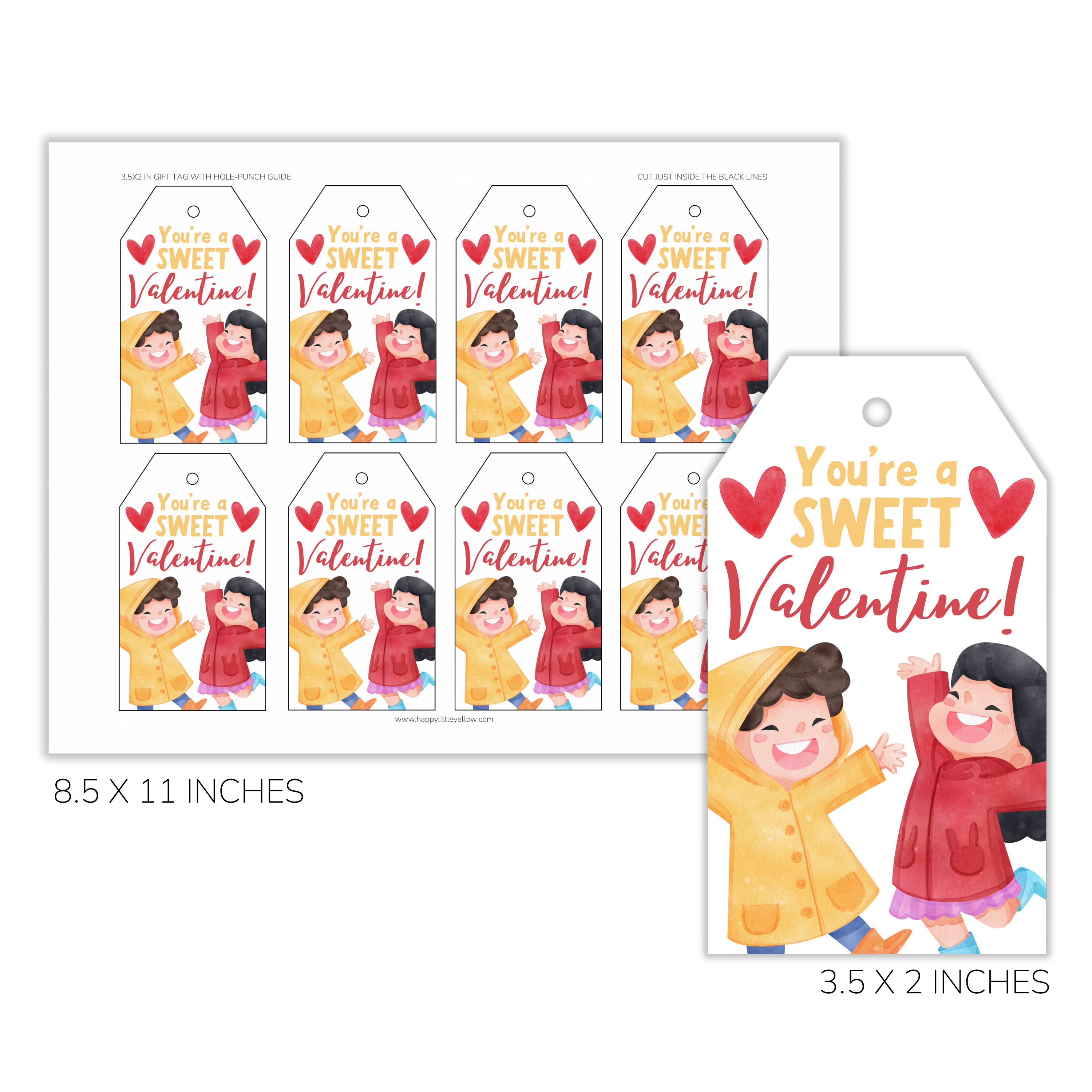 Kids Valentines Day Printable Gift Tag, Goodie Bag Label for Preschool ...