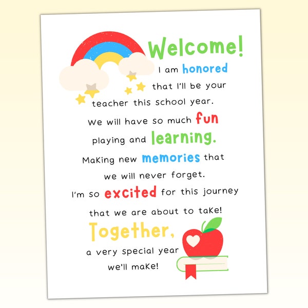Preschool Teacher Welcome Letter - Etsy