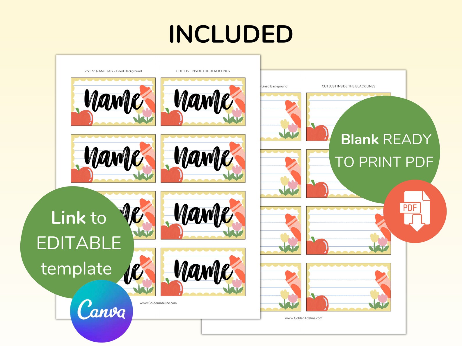 Printable Name Label Editable Name Tags for School Backpack - Etsy