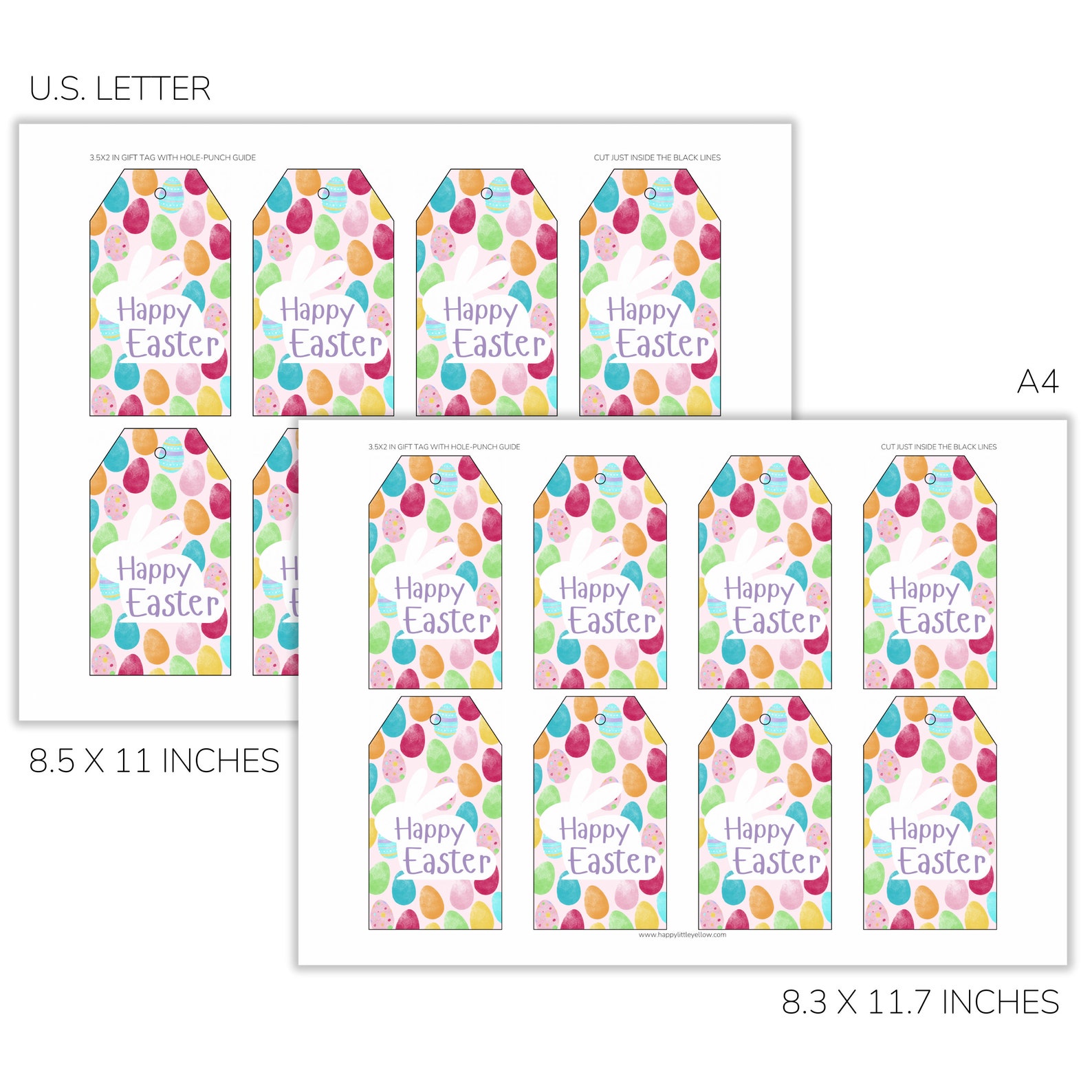 Colorful Happy Easter Gift Tag Printable, Easter Goodie Bag Label for ...