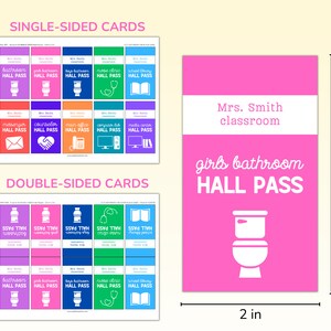 Printable Hall Pass Set of 10 Personalized Teacher Hall Pass - Etsy