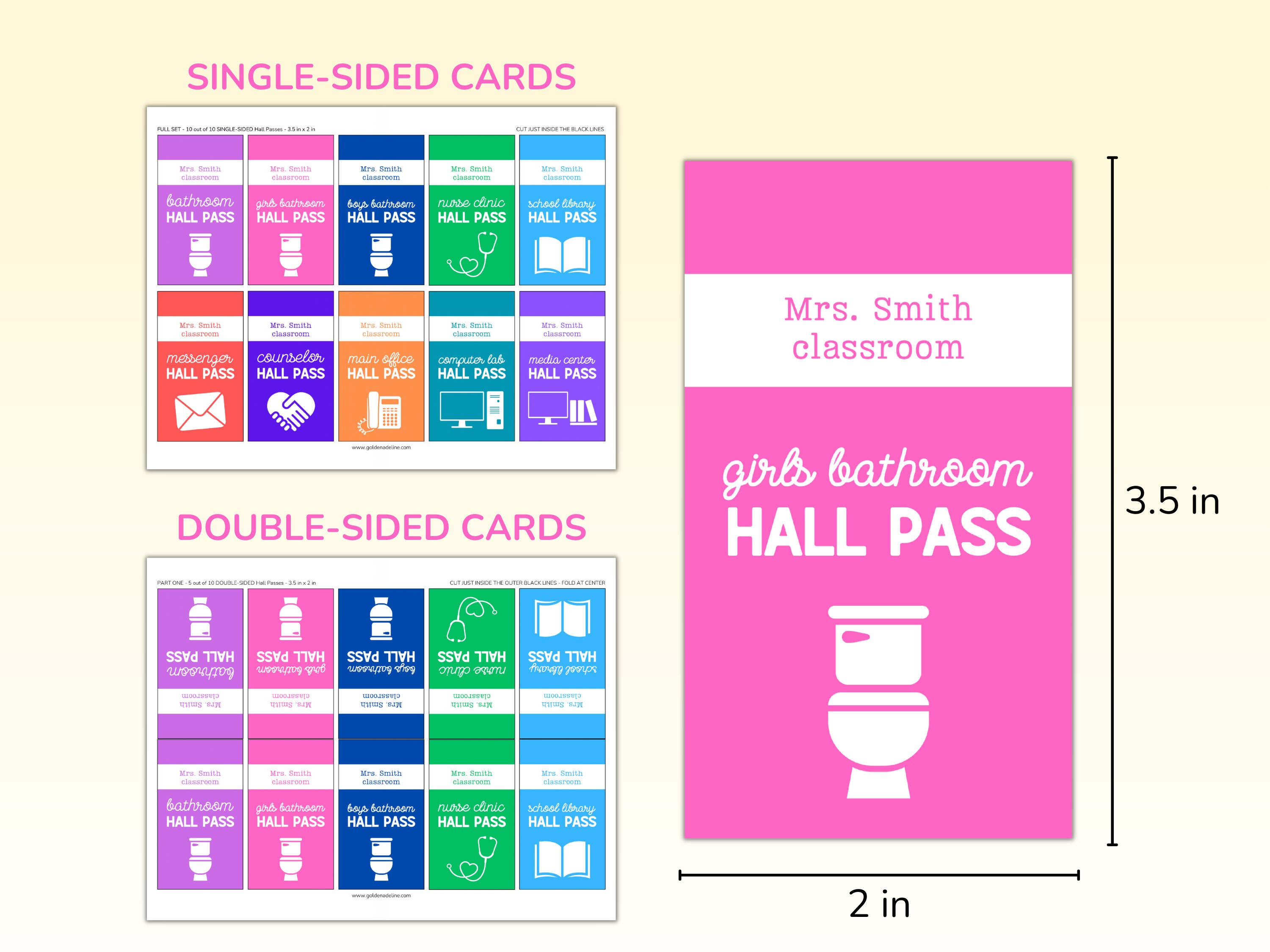Printable Hall Pass Set of 10 Personalized Teacher Hall Pass - Etsy