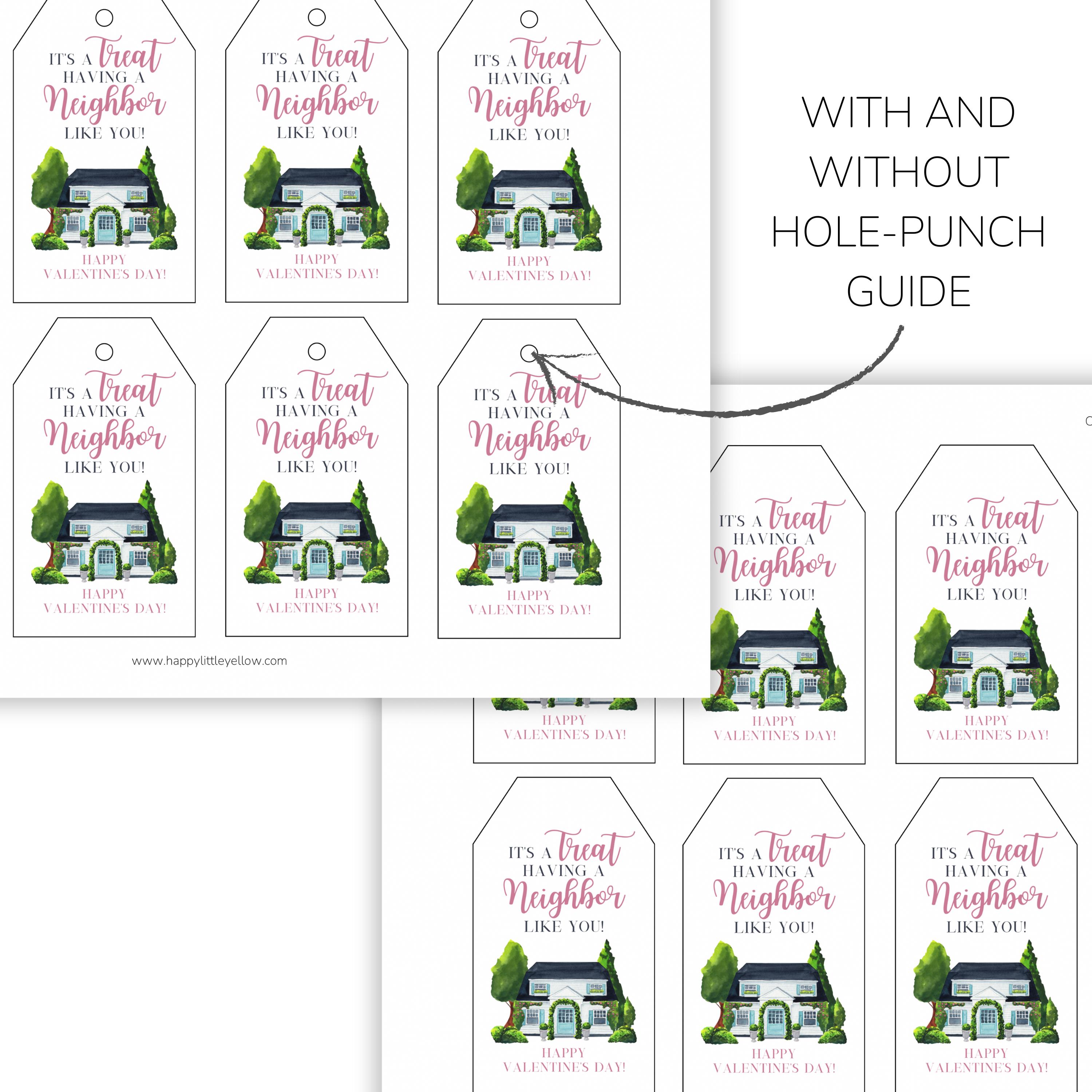 Neighbor Valentine Gift Tag Printable, It’s A Treat Having A Neighbor ...