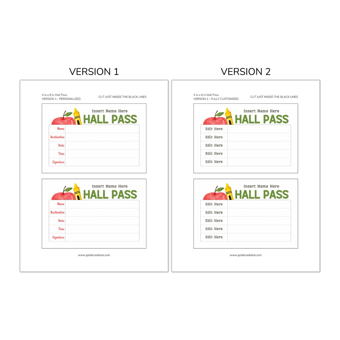 Printable Hall Pass Notepad, Personalized Teacher Hall Pass Note Pad ...