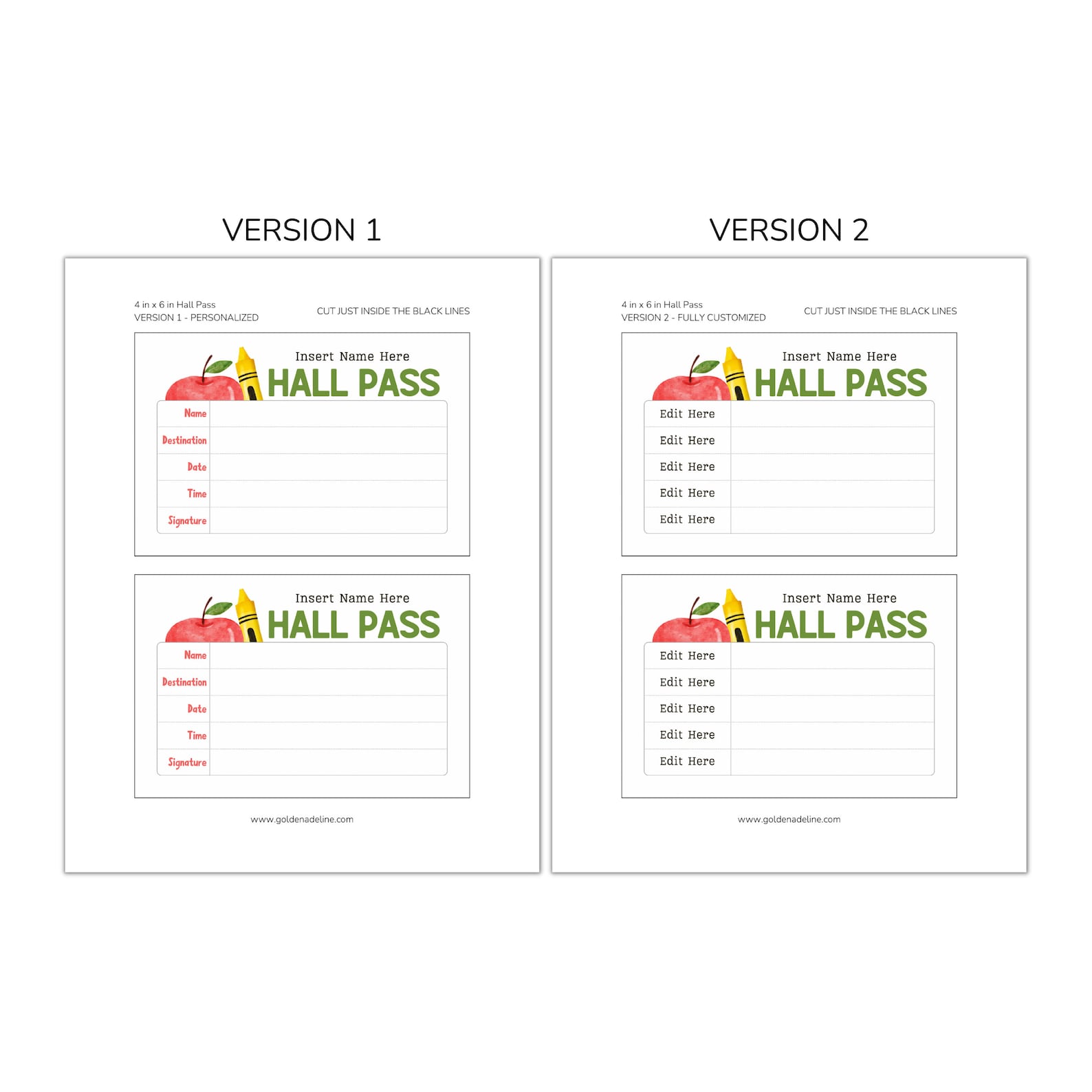 Printable Hall Pass Notepad, Personalized Teacher Hall Pass Note Pad ...