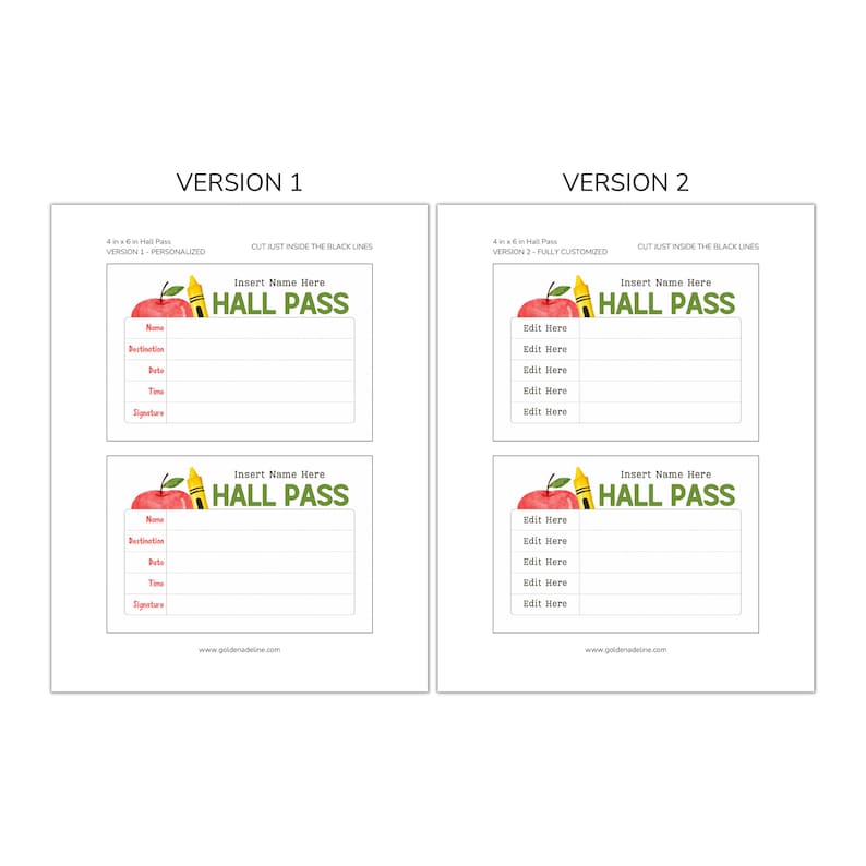 Printable Hall Pass Notepad, Personalized Teacher Hall Pass Note Pad ...