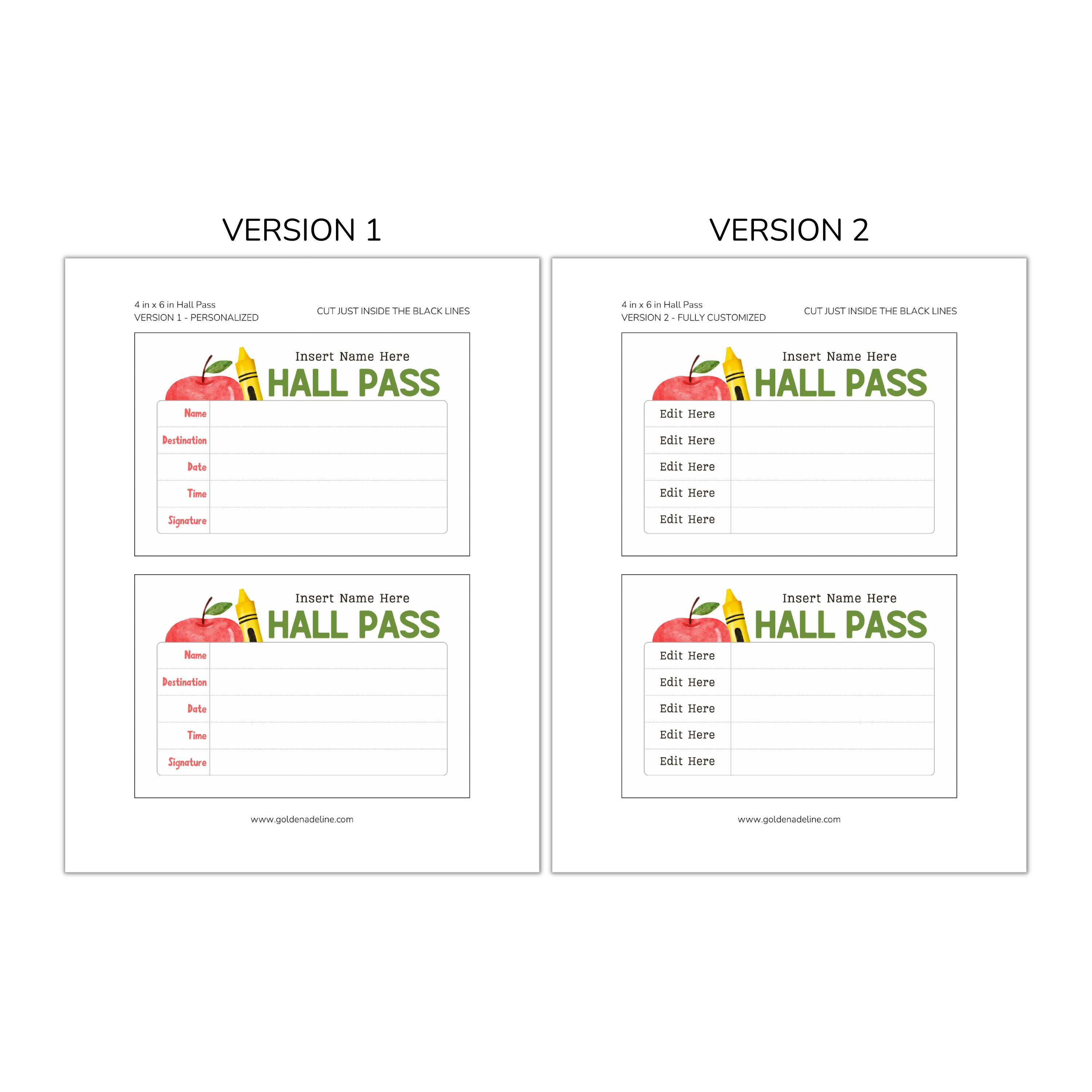 Printable Hall Pass Notepad, Personalized Teacher Hall Pass Note Pad ...