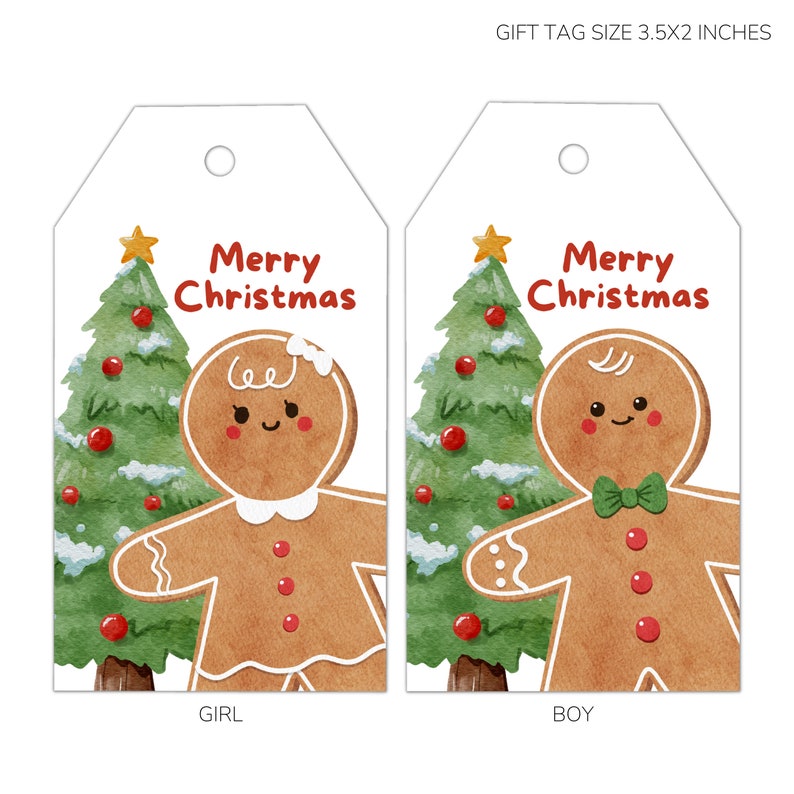 Printable Christmas Gift Tags, Gingerbread Girl & Boy Cookie Tags ...