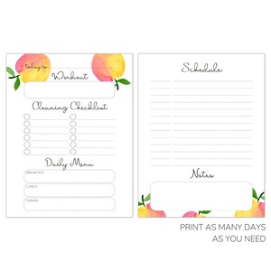 Printable Peach Planner Undated, Daily Weekly Monthly Planner, Cleaning ...