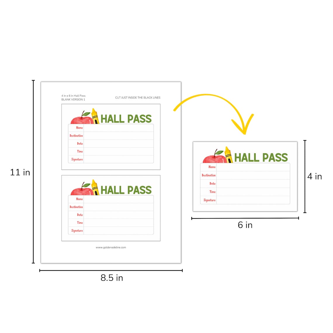 Printable Hall Pass Notepad, Personalized Teacher Hall Pass Note Pad ...