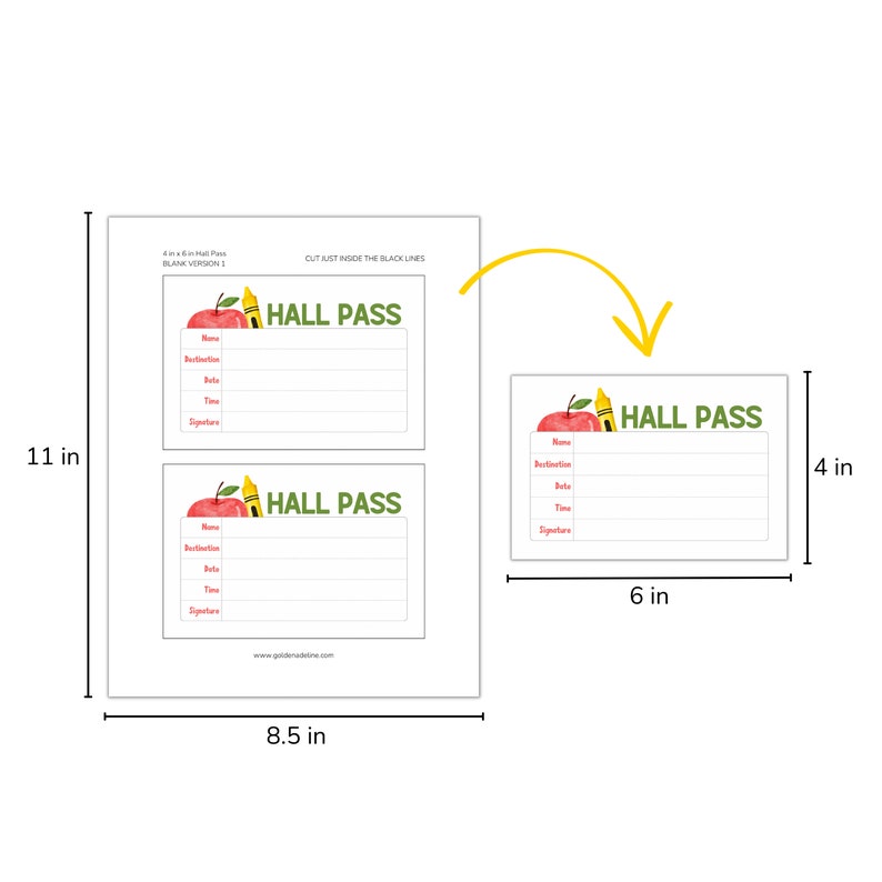 Printable Hall Pass Notepad Personalized Teacher Hall Pass Note Pad