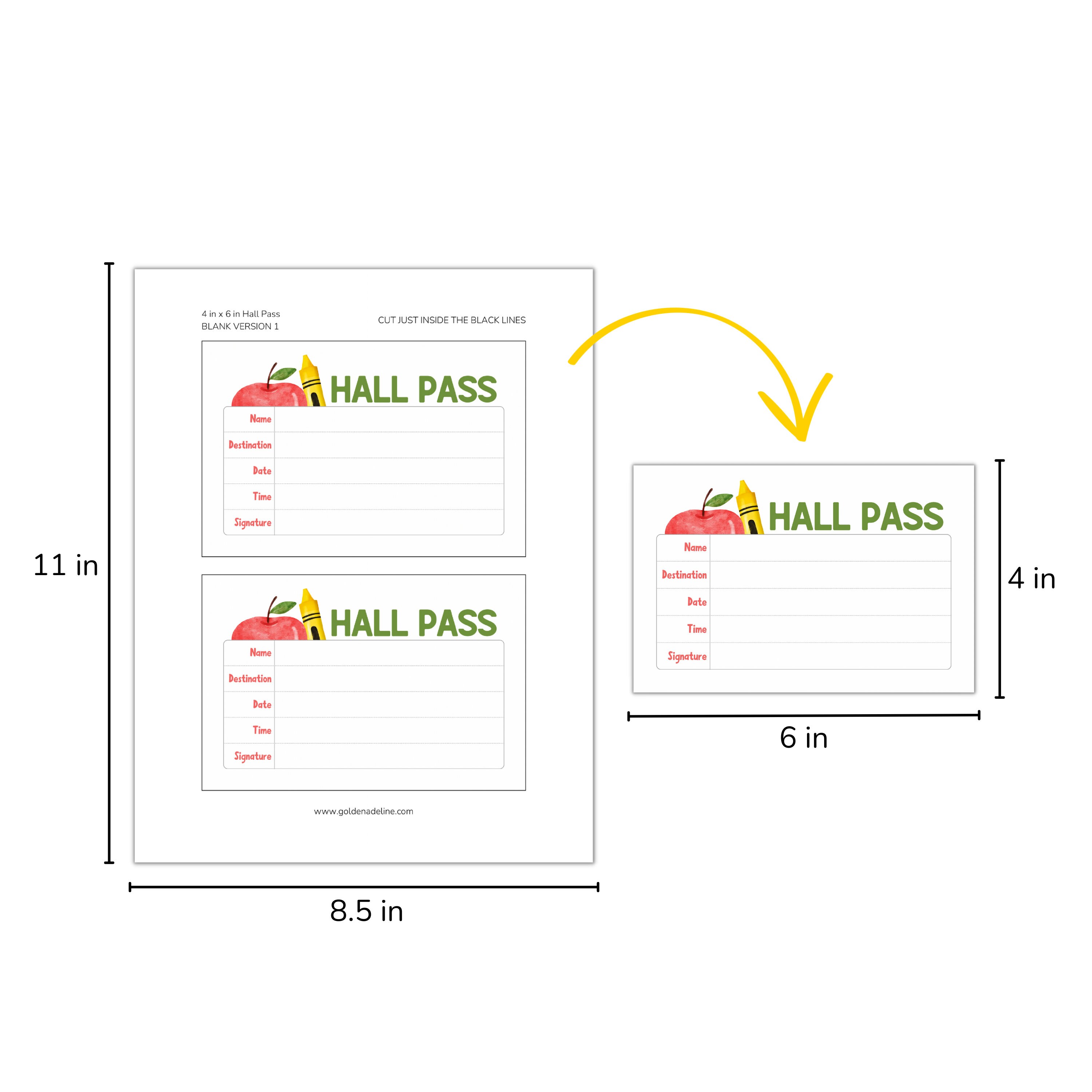 Printable Hall Pass Notepad, Personalized Teacher Hall Pass Note Pad ...