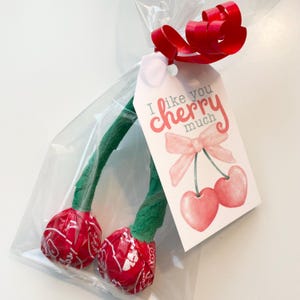 Cherry Valentines Day Gift Tag Printable, I Like You Cherry Much Gift ...