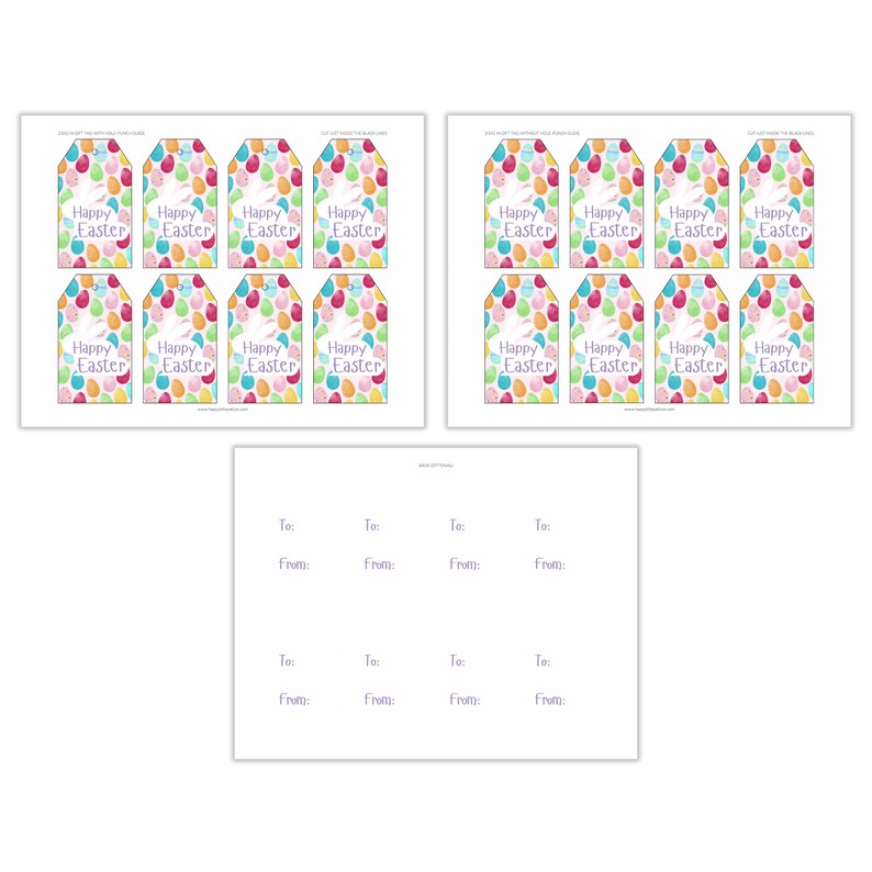 Colorful Happy Easter Gift Tag Printable, Easter Goodie Bag Label for ...
