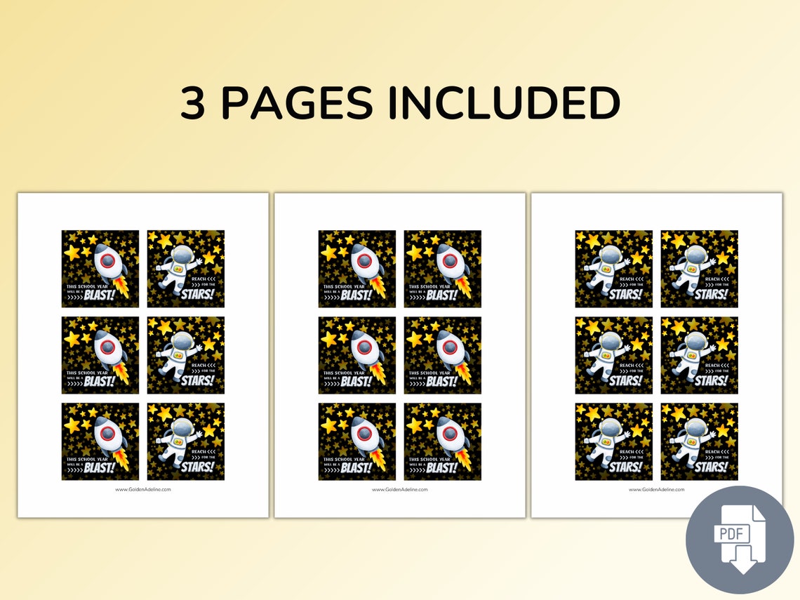 Back to School Space Gift Tags Printable First Day of School - Etsy