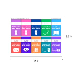 Printable Hall Passes, Editable Set of 10 Personalized Teacher Hall ...