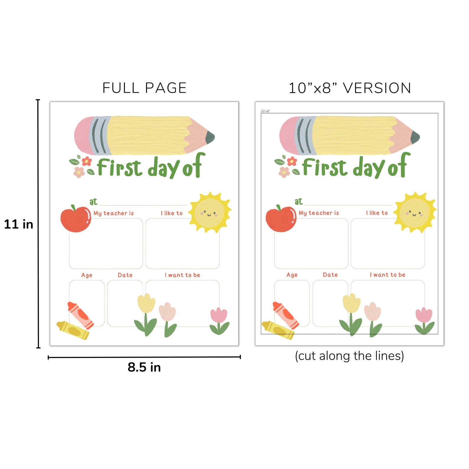 First Day of School Sign Printable, Editable 2-in-1 First and Last Day ...