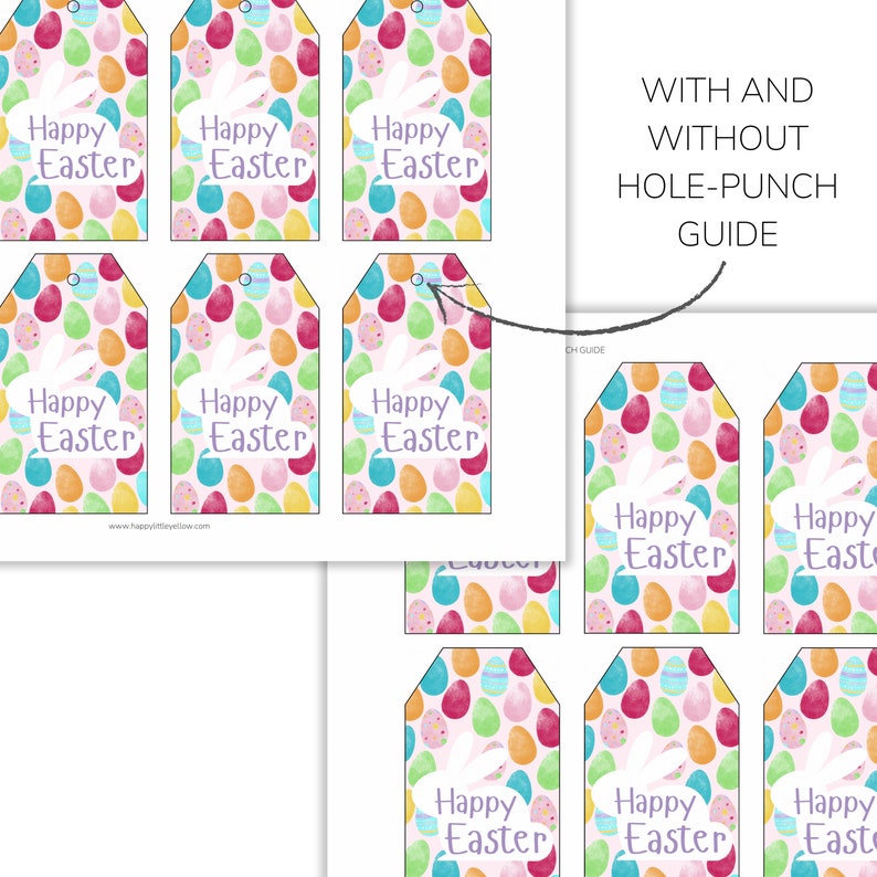 Colorful Happy Easter Gift Tag Printable, Easter Goodie Bag Label for ...