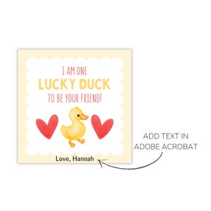 Lucky Duck Valentine Gift Tag Printable, I Am One Lucky Duck to Be Your ...