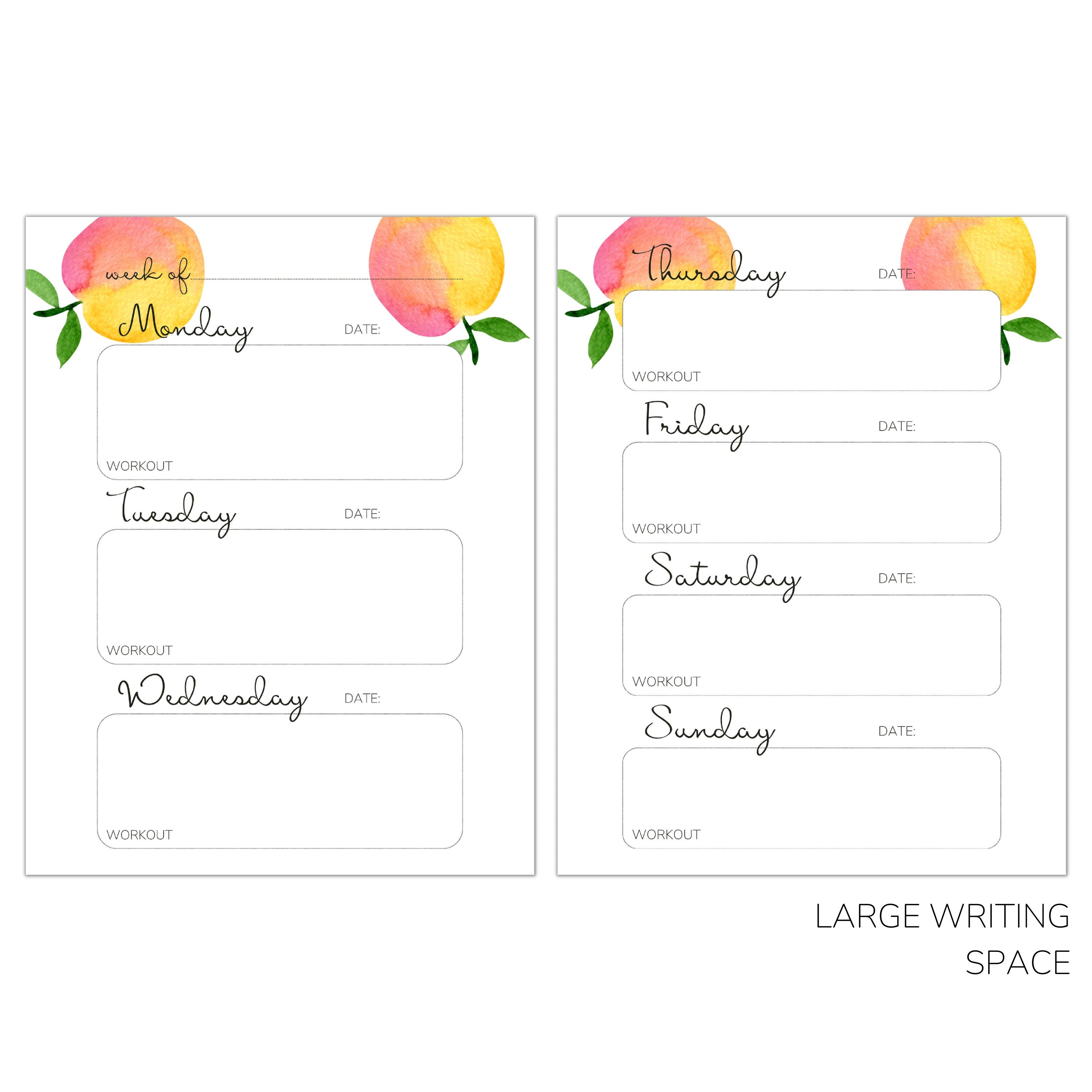 Printable Peach Planner Undated, Daily Weekly Monthly Planner, Cleaning ...