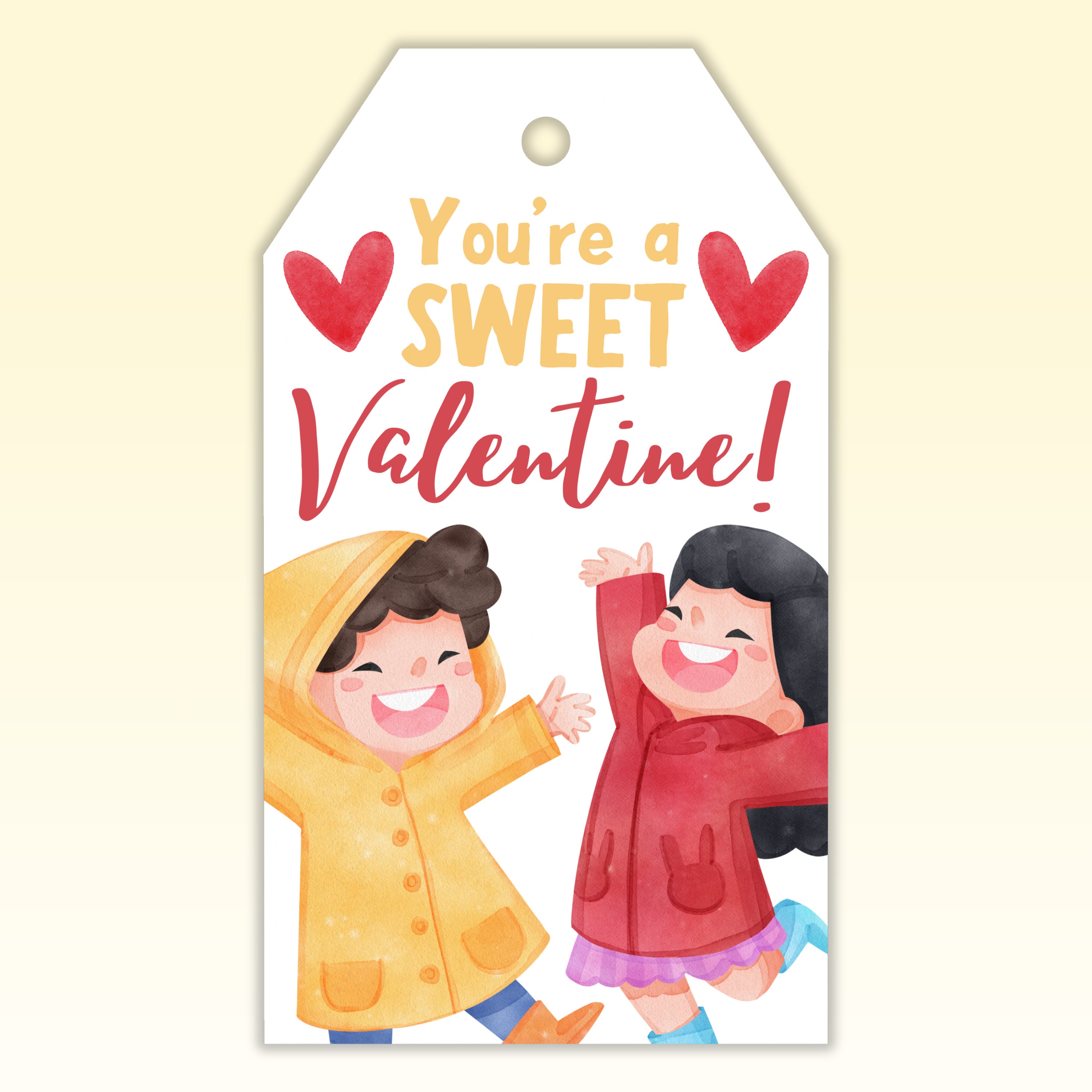 Kids Valentines Day Printable Gift Tag, Goodie Bag Label for Preschool ...