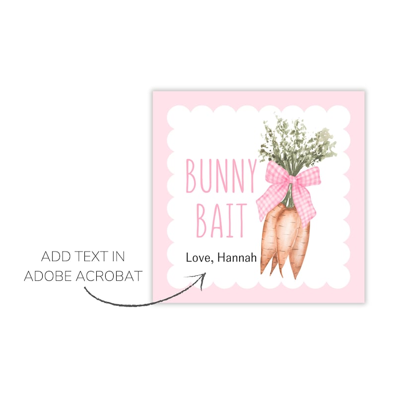 Bunny Bait Easter Gift Tag Printable, Easter Carrot With Pink Gingham ...