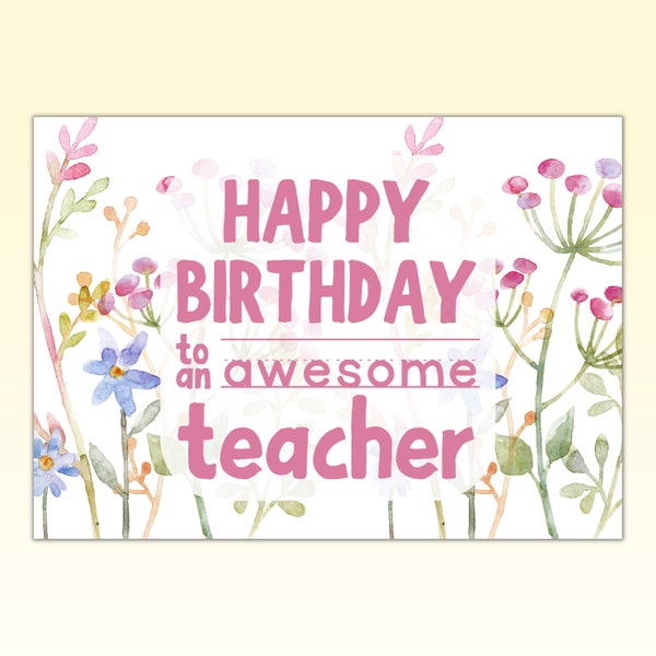 Teacher Birthday Card - Etsy
