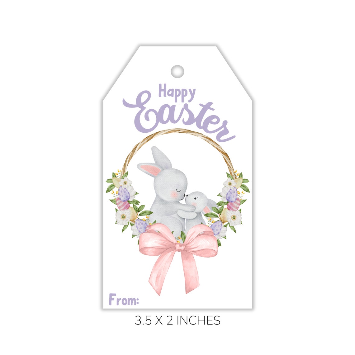 Printable Easter Bunny Gift Tag, Easter Egg Goodie Bag Label, Easter ...