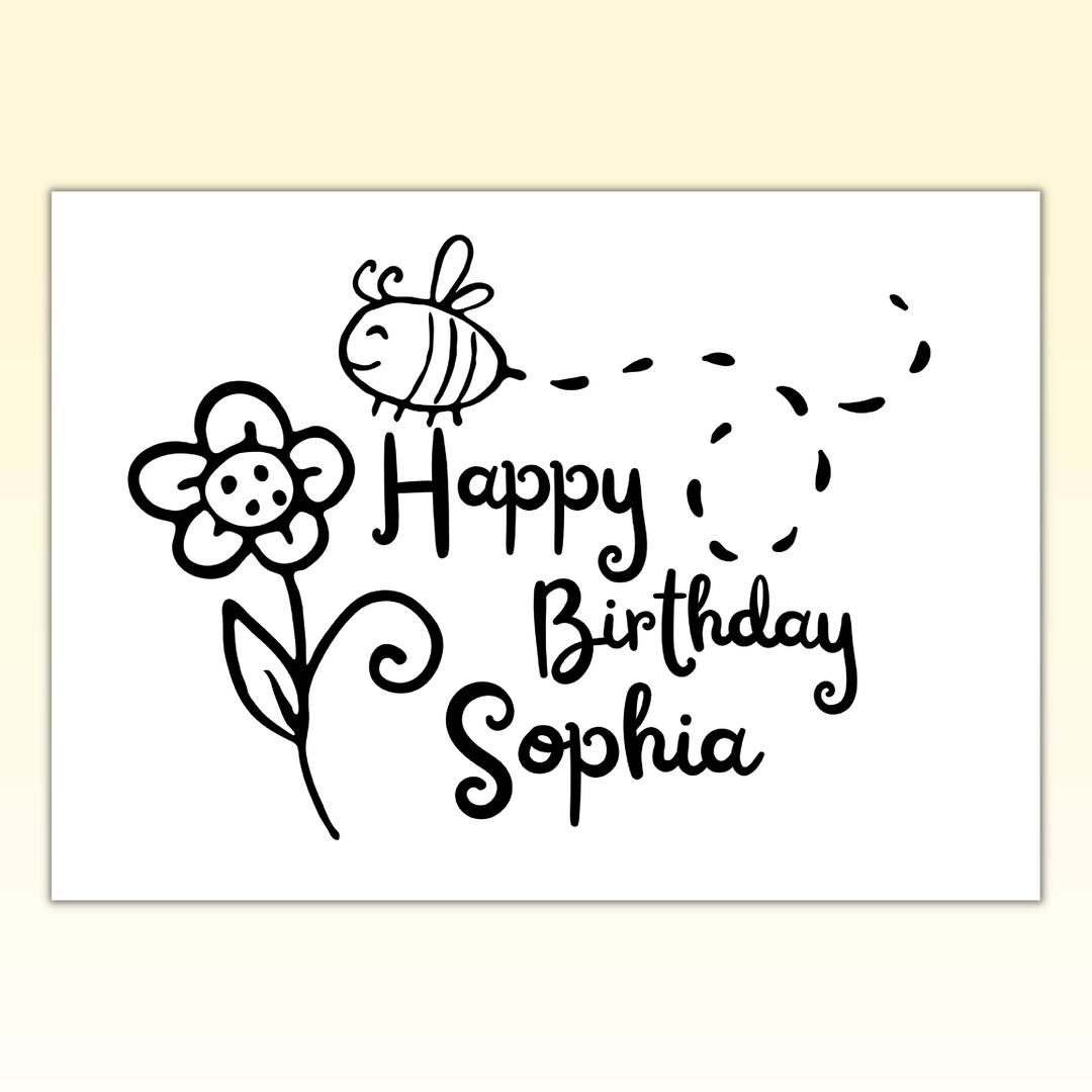 Personalized Kids Happy Birthday Card, Printable Coloring Birthday Gift ...