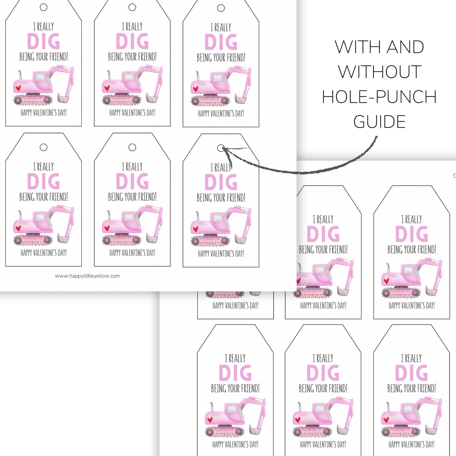 I Dig You Valentine Gift Tag Printable, I Really Dig Being Your Friend ...
