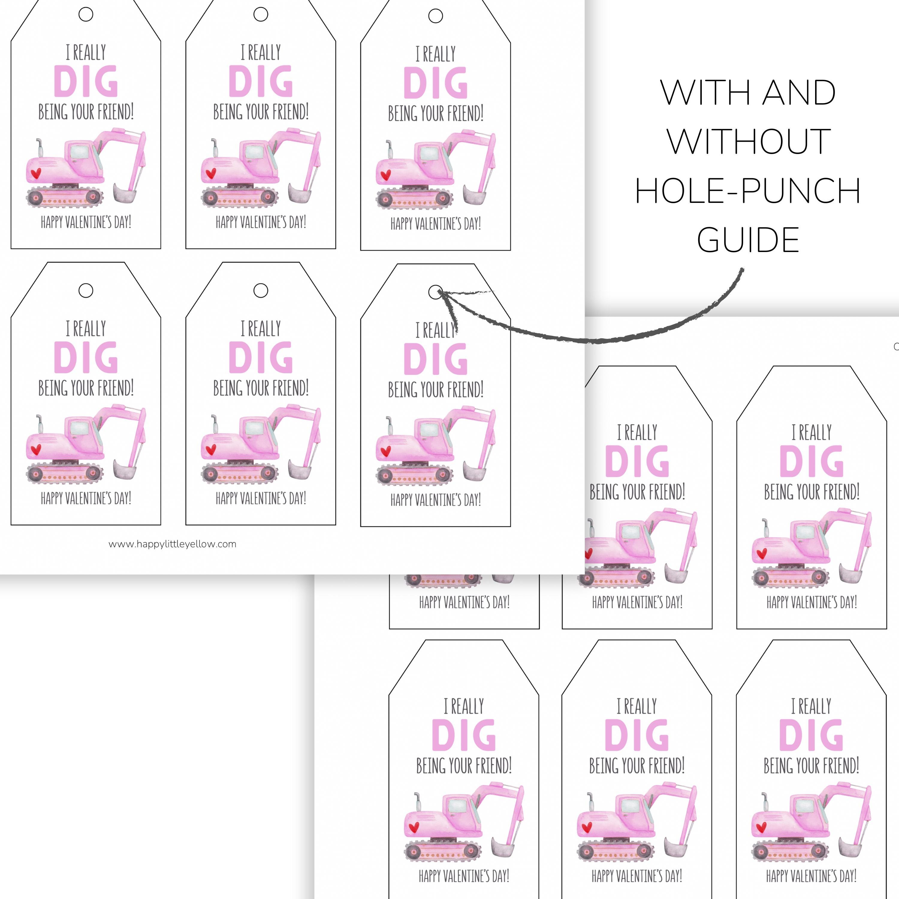 I Dig You Valentine Gift Tag Printable, I Really Dig Being Your Friend ...