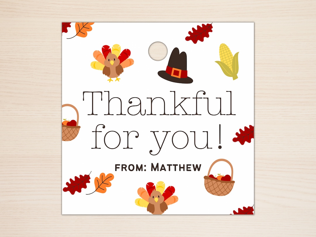 Printable Fall Thanksgiving Gift Tag Personalized, Editable Thankful ...