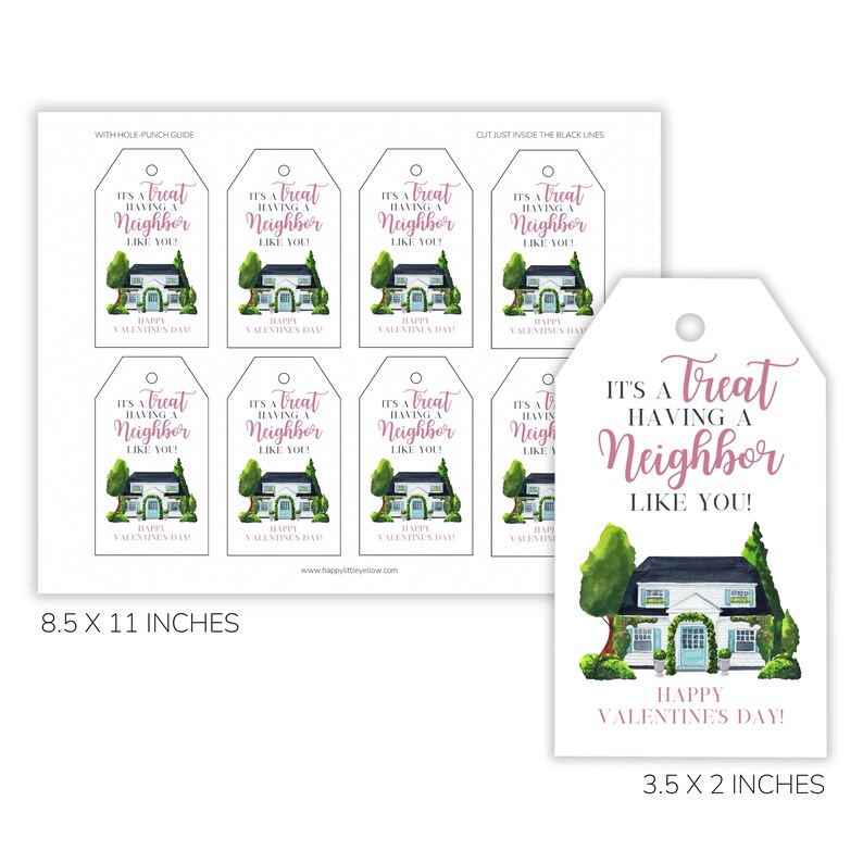 Neighbor Valentine Gift Tag Printable, It’s A Treat Having A Neighbor ...