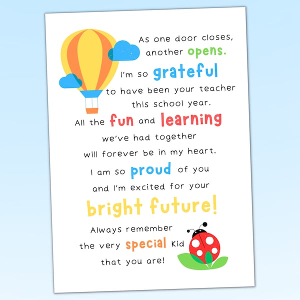 End of the Year Notes for Students From Teacher - Etsy