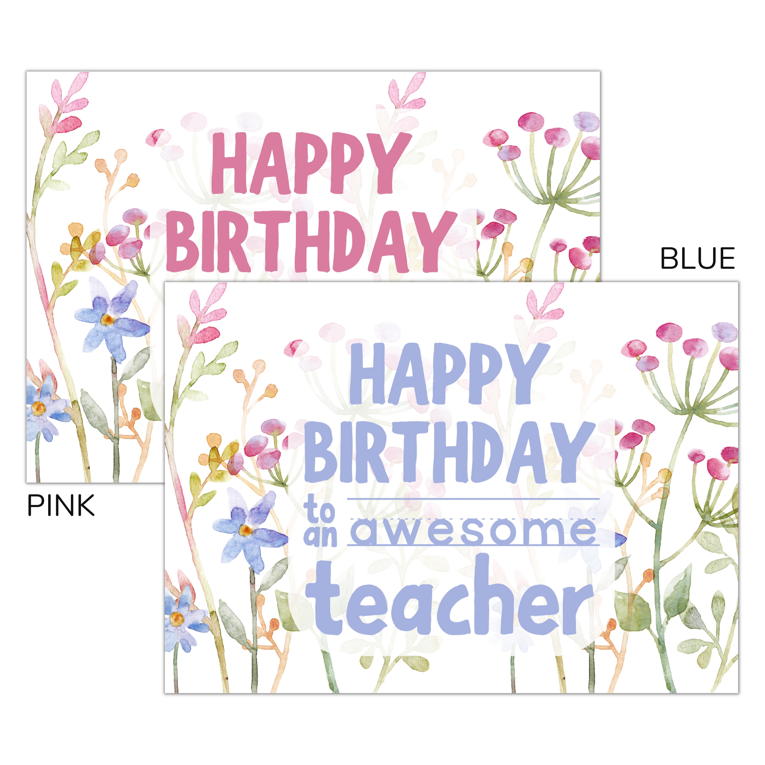 Teacher Birthday Card Printable, Happy Birthday Notecard for Teacher ...