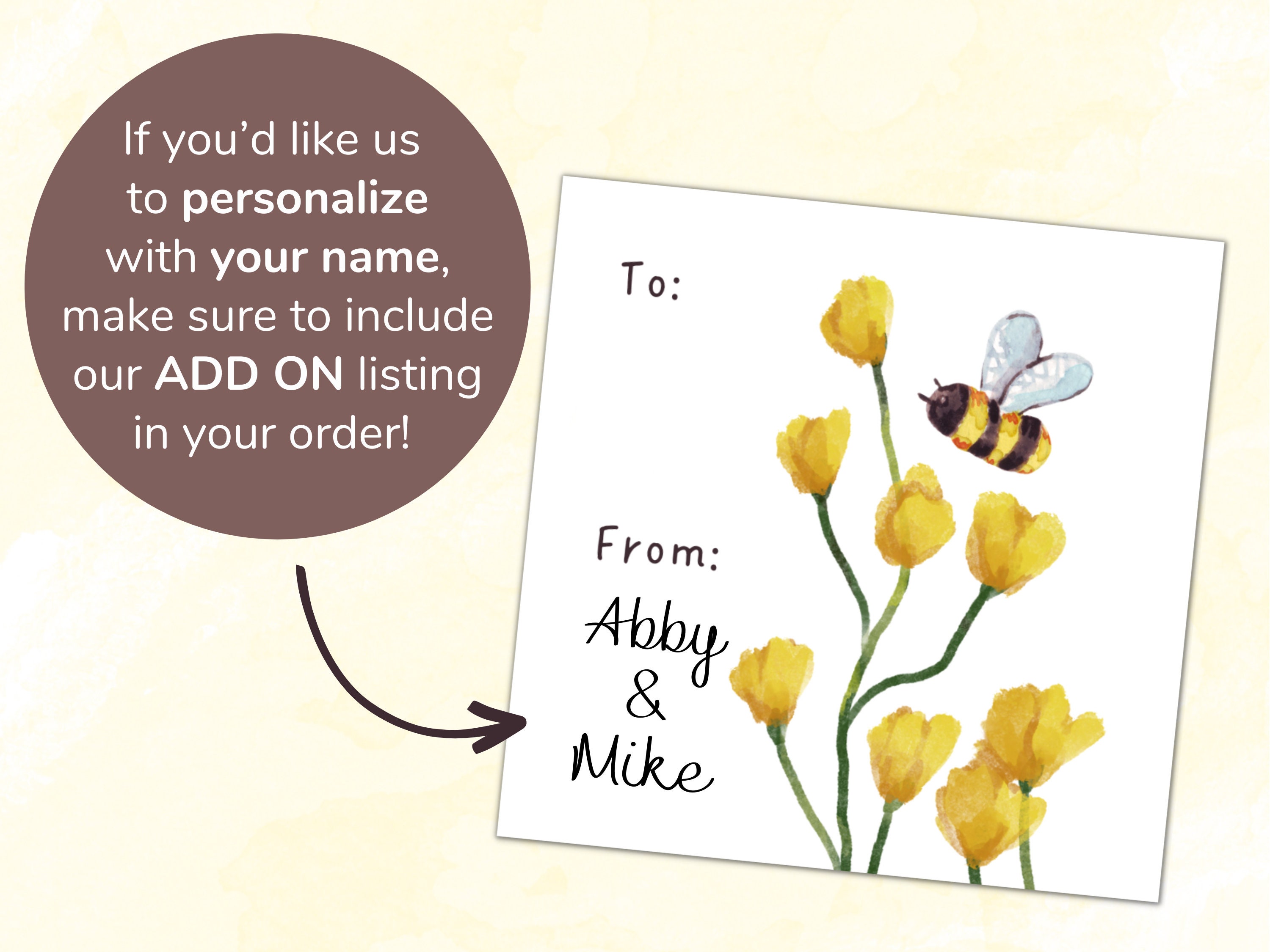 Printable Gift Tag for Honey Jars Bumblebee and Flowers to - Etsy