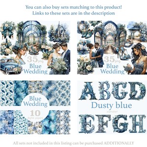 Blue Wedding Digital Paper: Elegant Floral Patterns (JPEG, 12x12 In) - Etsy