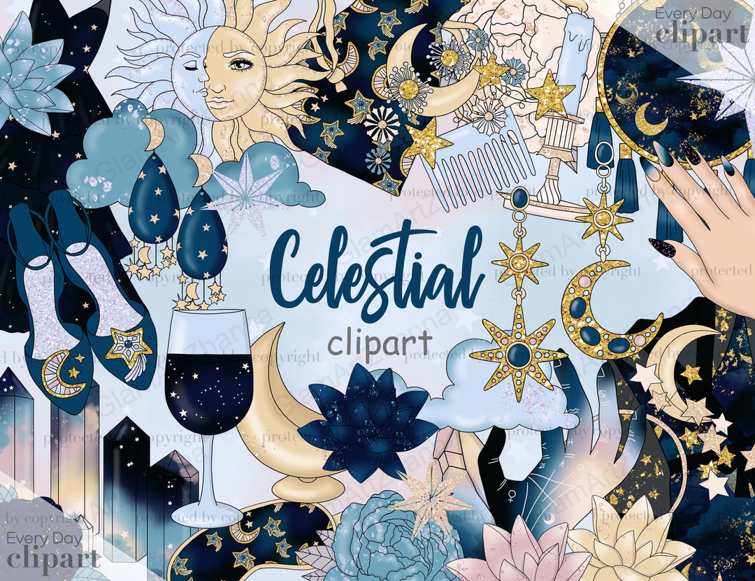 Celestial Clipart: Moon, Zodiac, Mystic Graphics (PNG Files) - Etsy