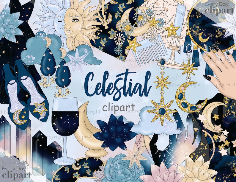Celestial Clipart Moon Clipart Zodiac Clipart Mystic - Etsy Australia