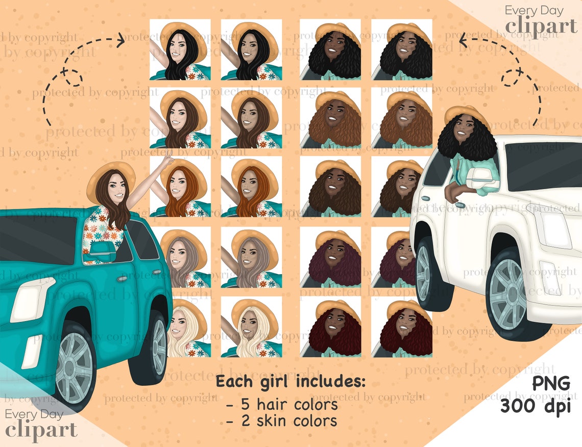 Road Trip Clip Art Road Trip Girl Clipart For Planner Etsy 6862