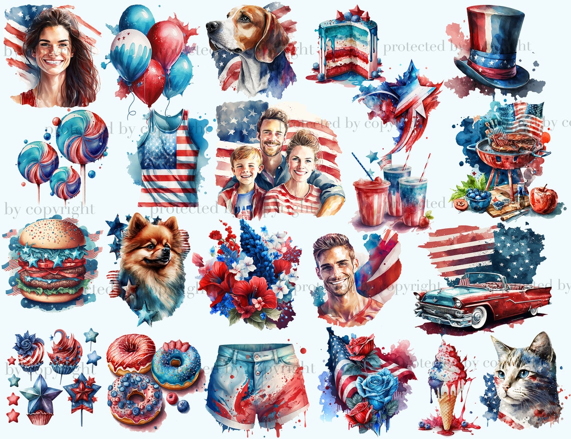 4th of July Clipart Bundle Patriotic Graphics 4th of July - Etsy