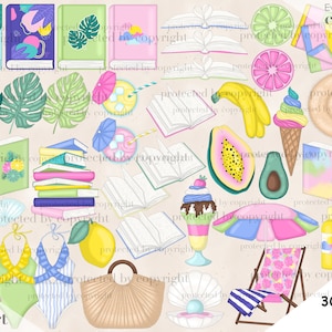 Beach and Books Clipart, Summer Reading Clipart, L Love Books Clipart ...