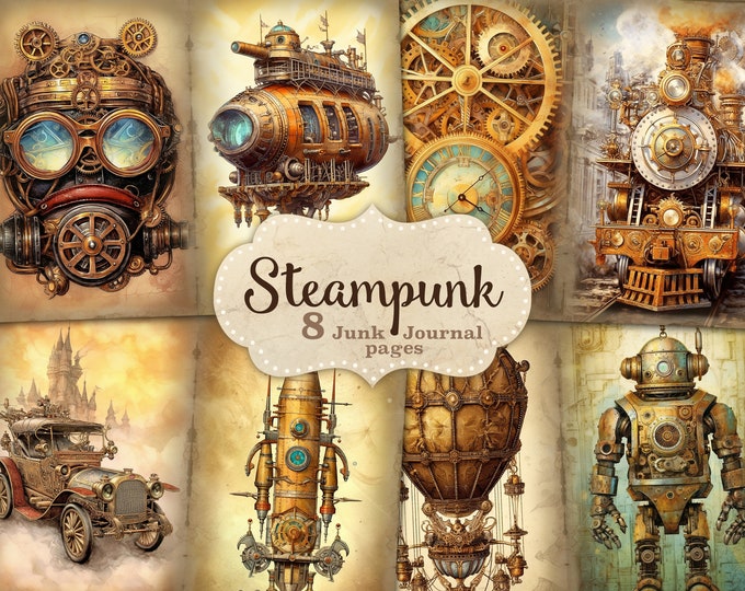 Steampunk Junk Journal Pages, Vintage Ephemera, Steampunk Collage Sheet ...