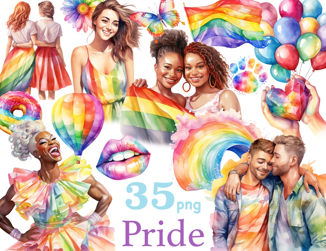 Rainbow Pride Clip Art: LGBTQ+ Diversity Graphics (35 PNG) - Etsy