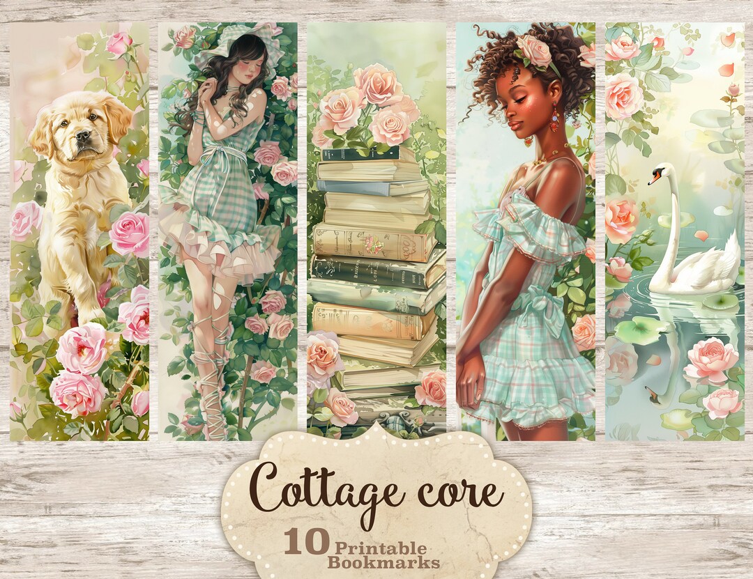 Cottage Core Bookmarks, Cottagecore Printable, Print and Cut Bookmark ...