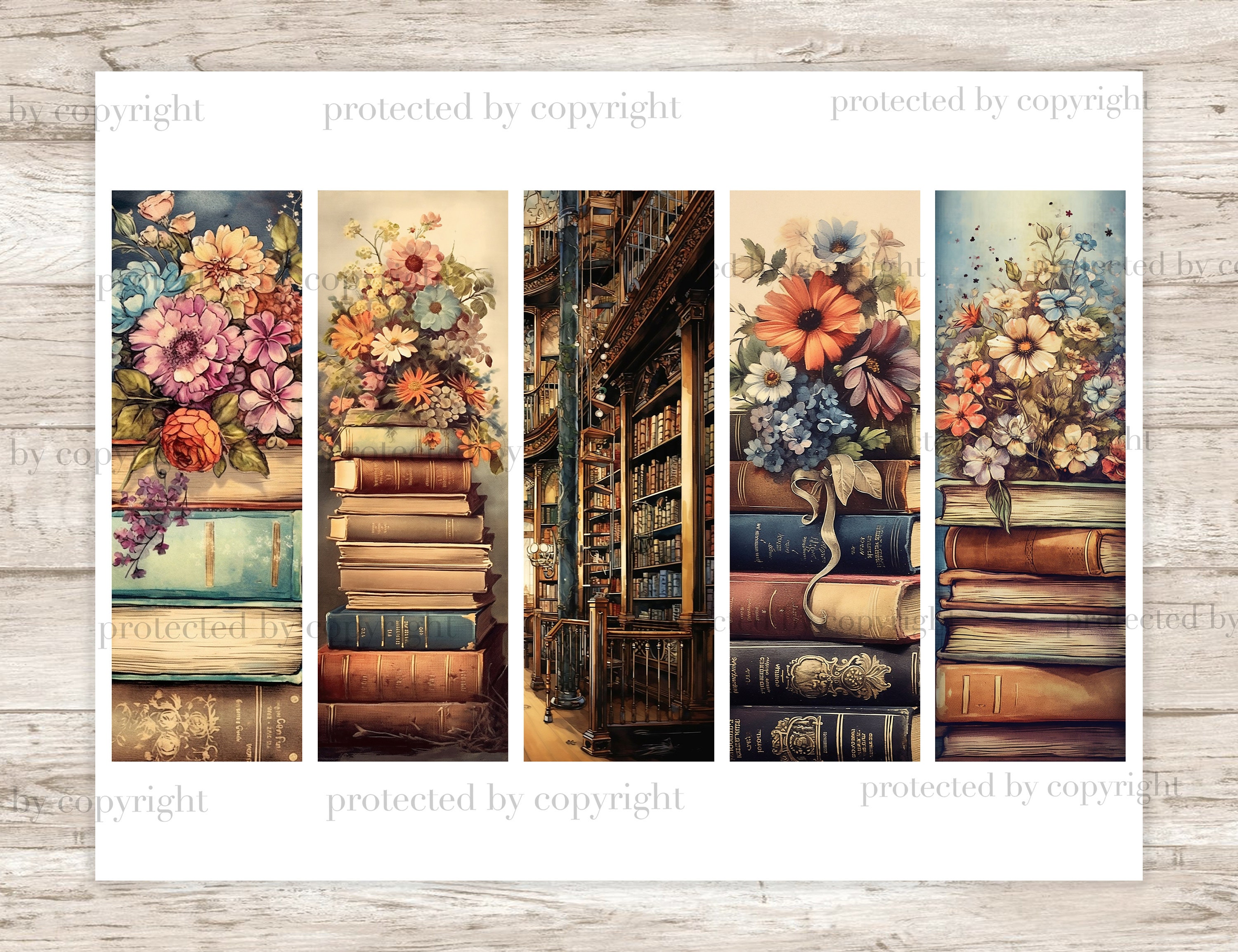 Vintage Books Printable Bookmarks: Library Collection (digital Download ...
