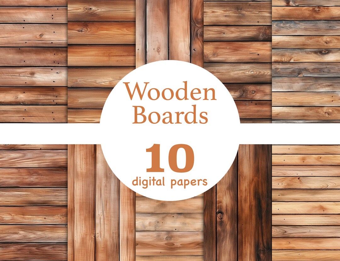 Wooden Boards Digital Papers, Rustic Wood Texture, Brown Wood Paper ...