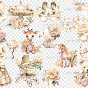 Watercolor Newborn Baby Clipart, Nursery Clipart, Baby Decor Clip Art ...